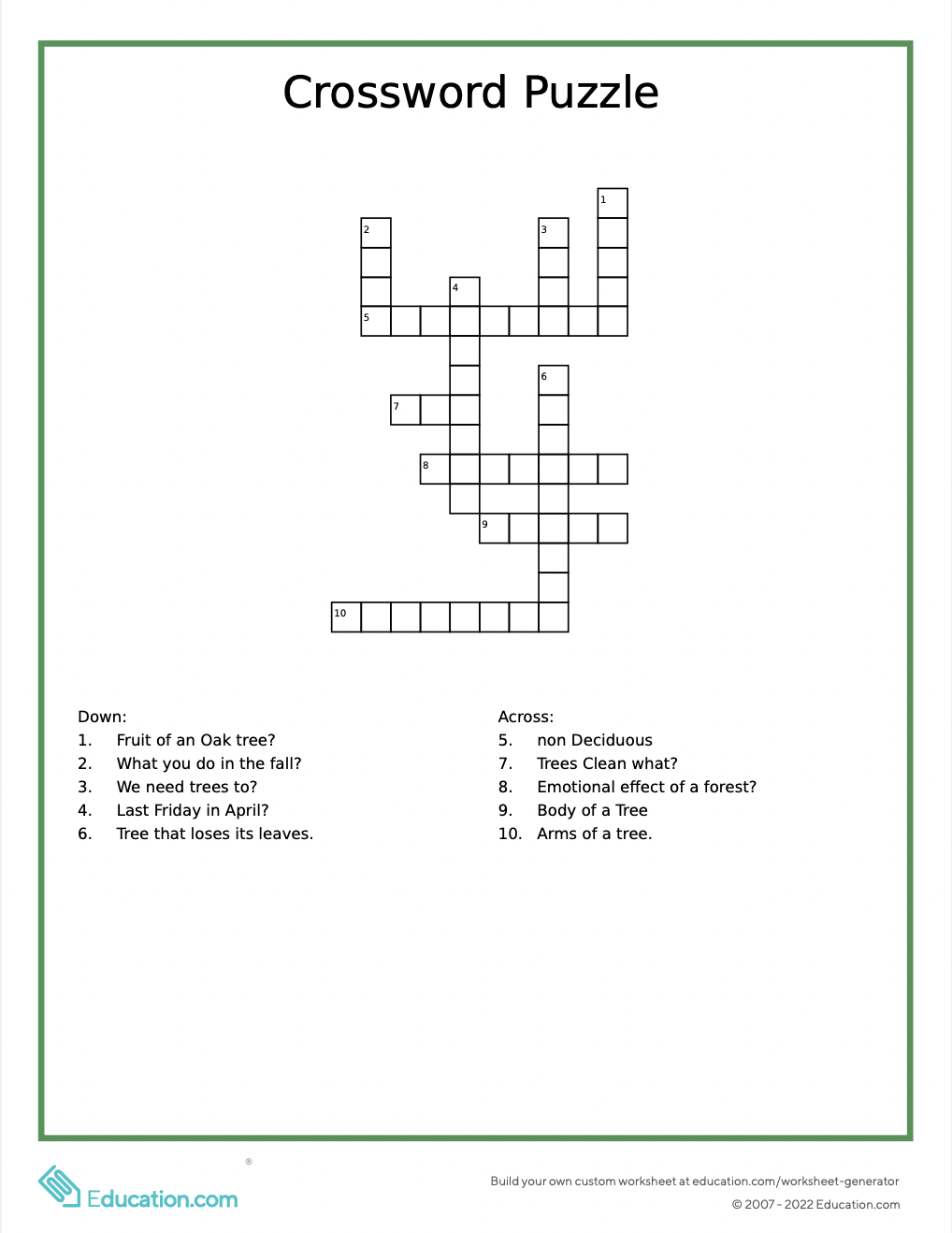 Native Trees Crossword Puzzle – HOLLISTON GARDEN CLUB
